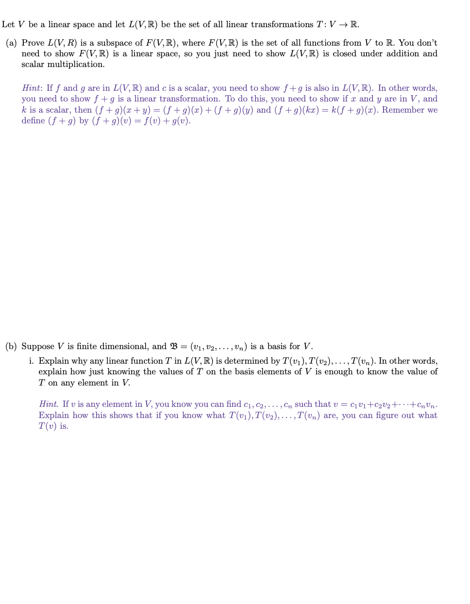 Solved Let V be a linear space and let L(V,R) be the set of | Chegg.com