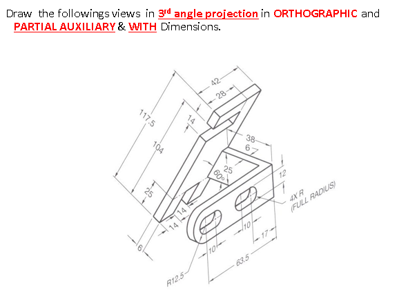 Solved Draw the followings views in 3rd angle projection in | Chegg.com