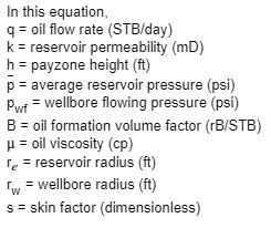 Solved The equation of pseudo steady state flow in an oil | Chegg.com