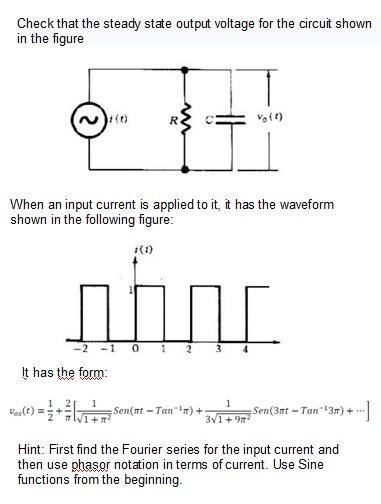 Solved Check that the steady state output voltage for the | Chegg.com