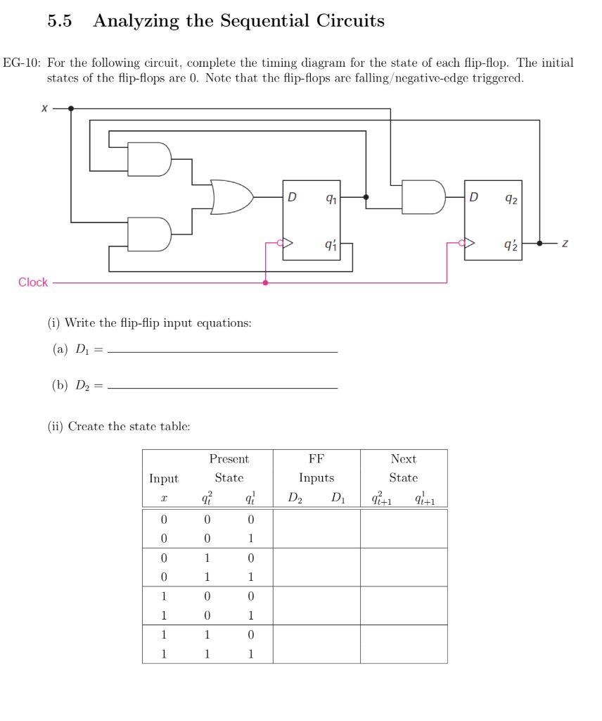 Solved 5.5 Analyzing the Sequential Circuits EG-10: For the | Chegg.com