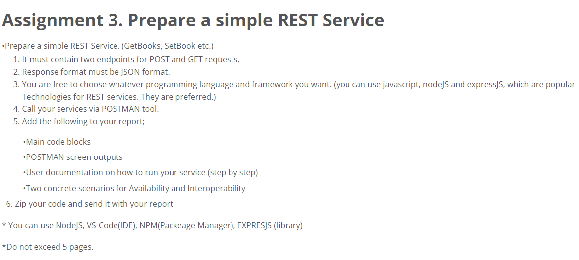 Assignment 3. Prepare a simple REST Service • Prepare | Chegg.com