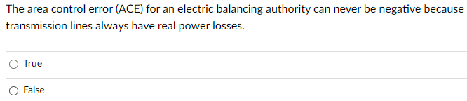 Solved The area control error (ACE) for an electric | Chegg.com