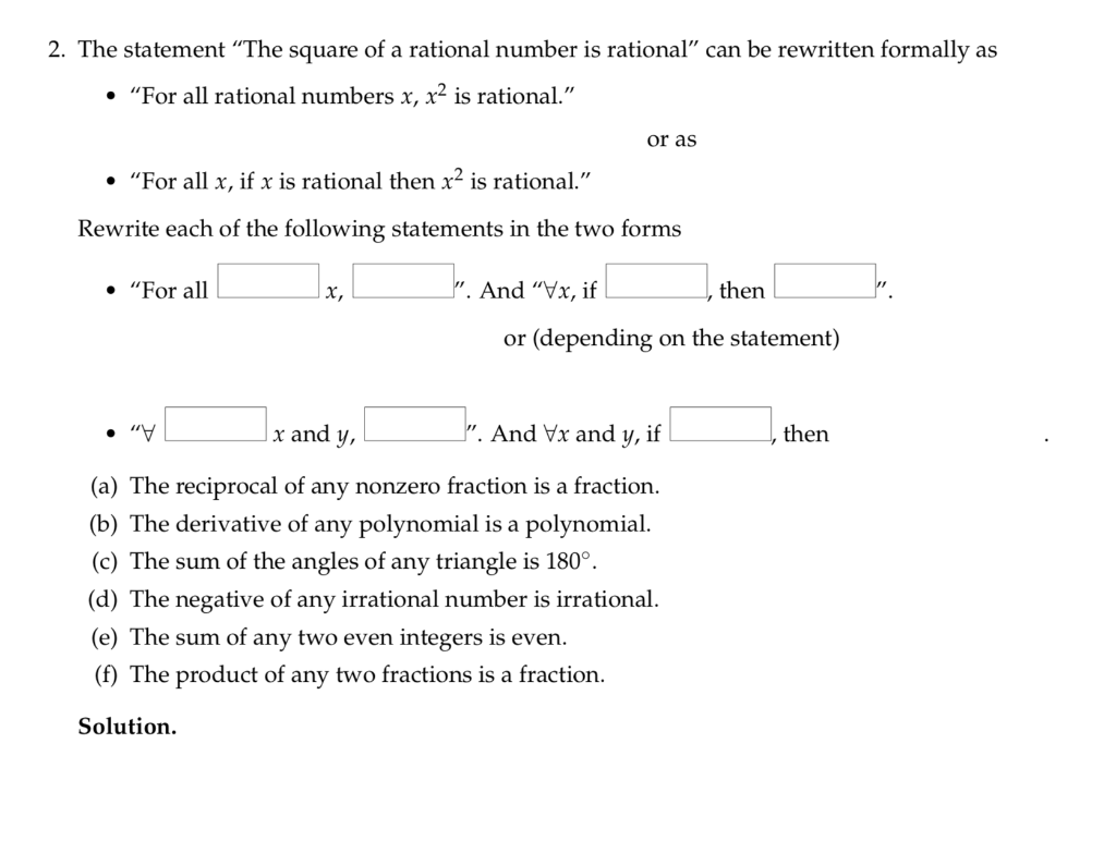 Solved 2. The statement “The square of a rational number is | Chegg.com