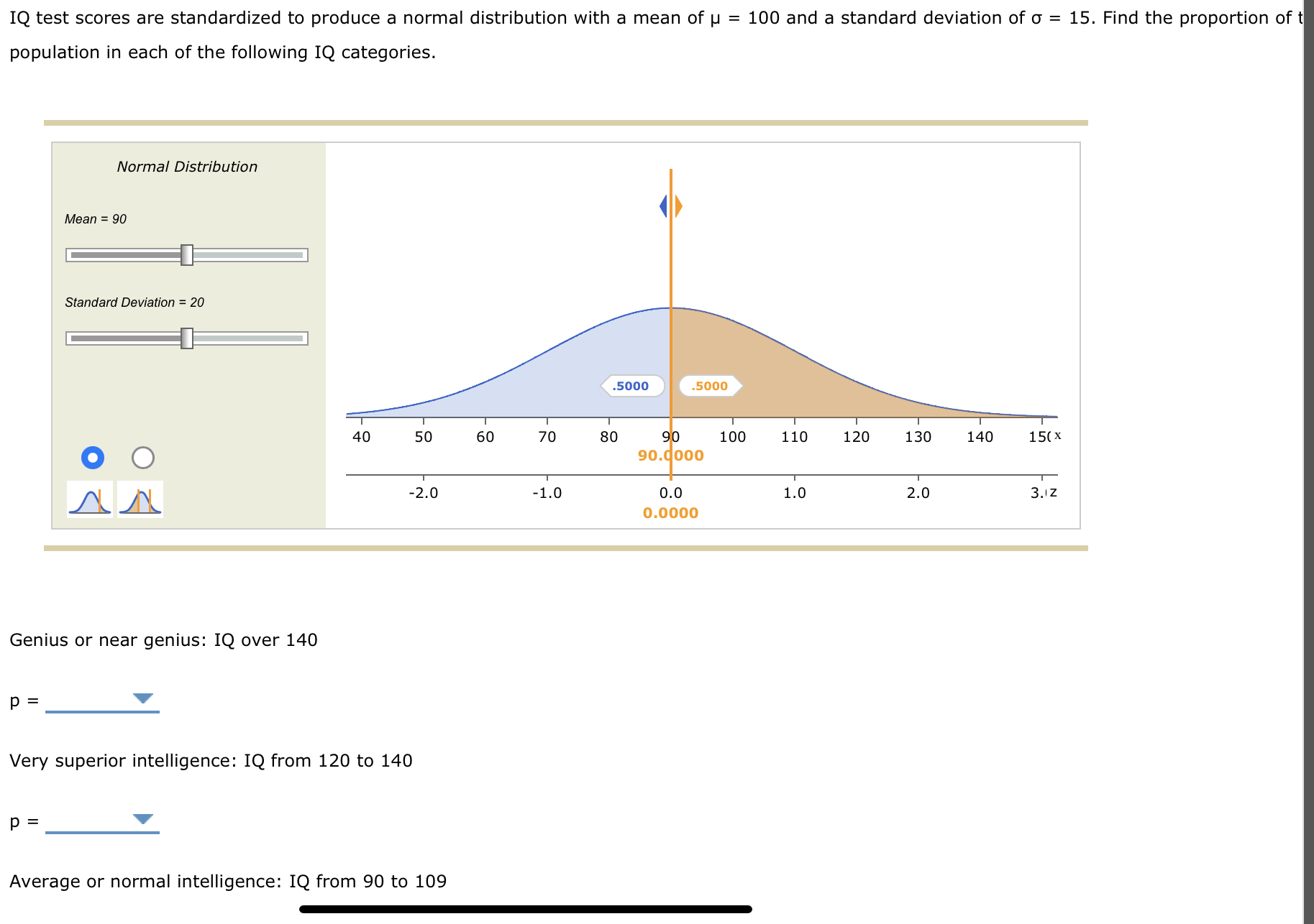 Solved IQ test scores are standardized to produce a normal | Chegg.com