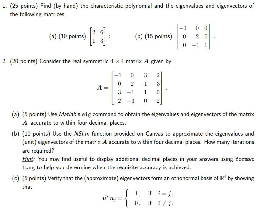 Solved 1. (25 points) Find (by hand) the characteristic | Chegg.com