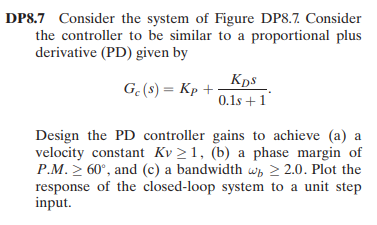 Solved DP8.7 Consider the system of Figure DP8.7. Consider | Chegg.com