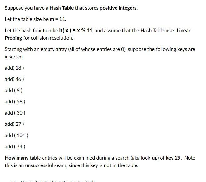 Solved Suppose you have a Hash Table that stores positive | Chegg.com