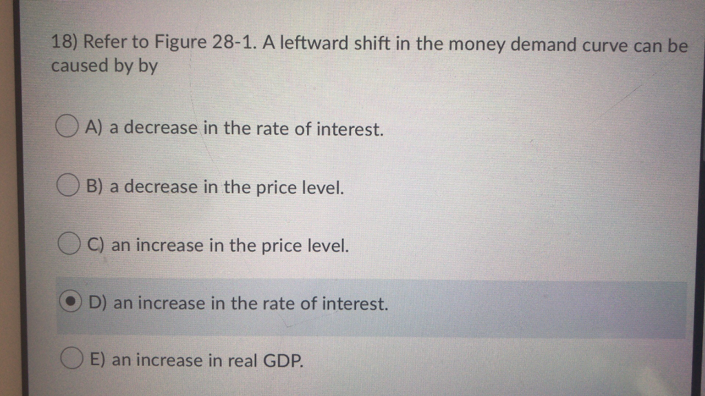 Solved 18) Refer to Figure 28-1. A leftward shift in the | Chegg.com