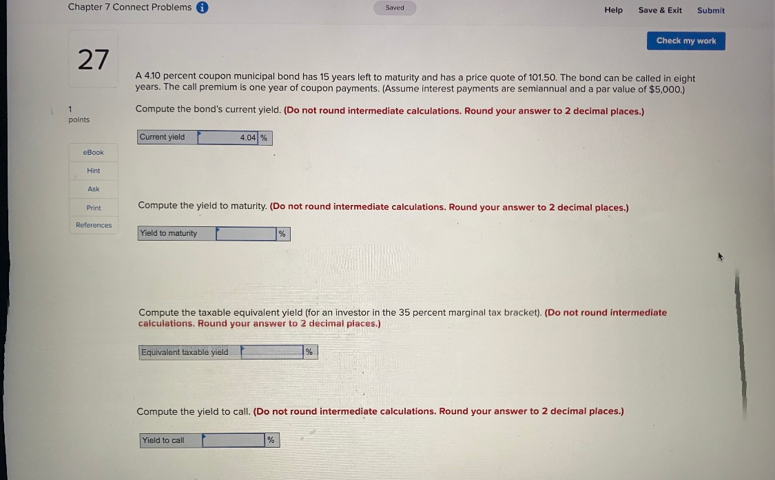 Solved Chapter 7 Connect Problems i Saved Help Save & Exit | Chegg.com