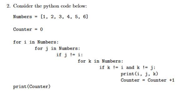 Solved 2 Consider The Python Code Below Numbers 1 2 0995