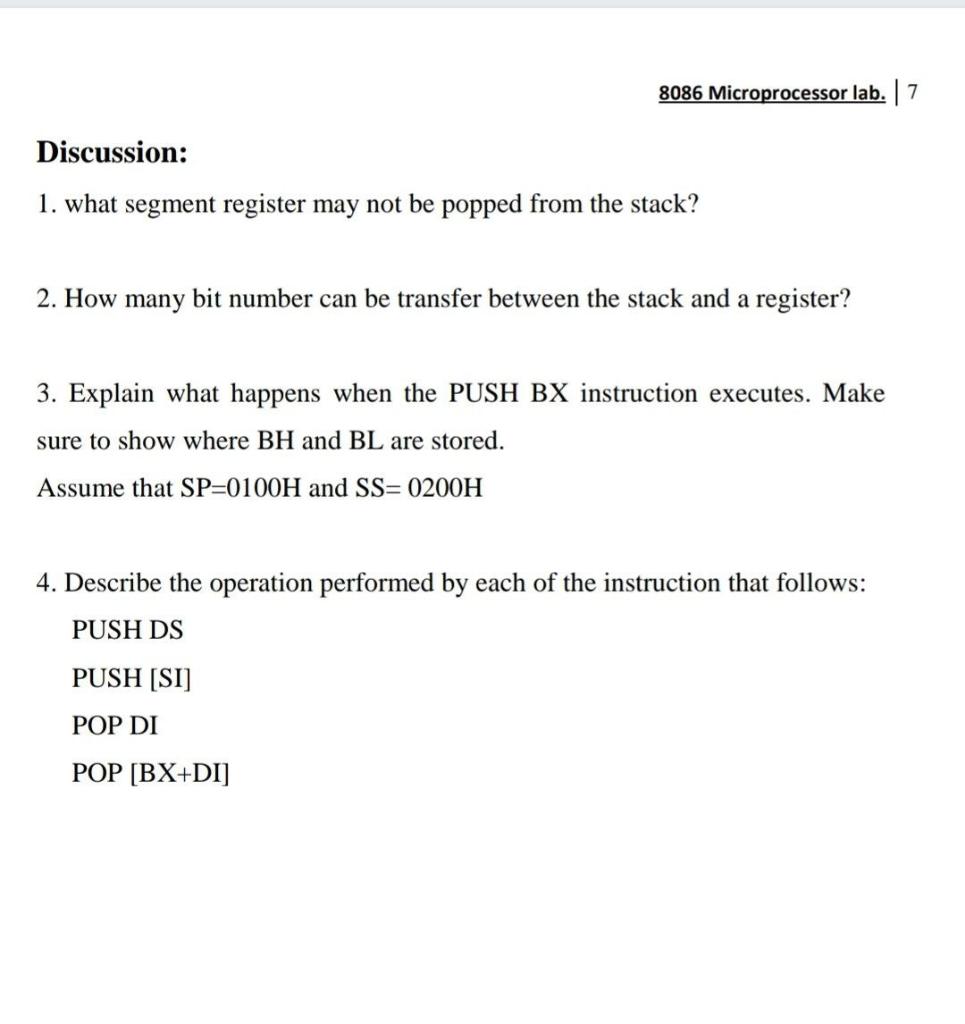 Solved 8086 Microprocessor Lab 7 Discussion 1 What 1728