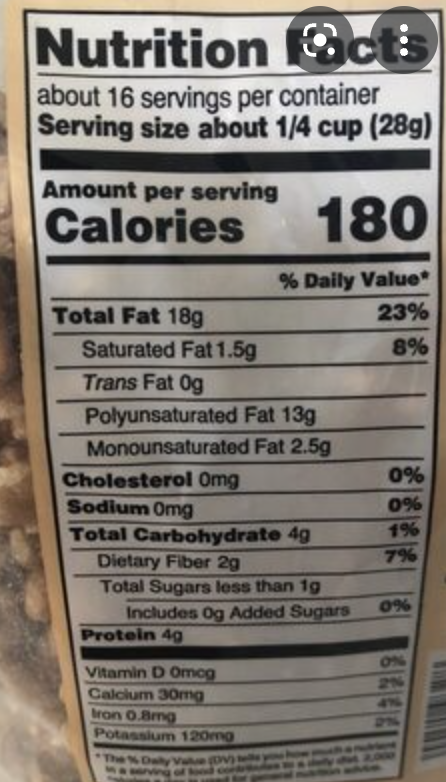 Solved Observe the food label for each sample burned and | Chegg.com