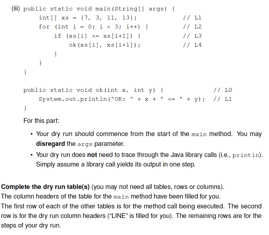 Solved (iii) public static void main(String[] args) \{ int | Chegg.com