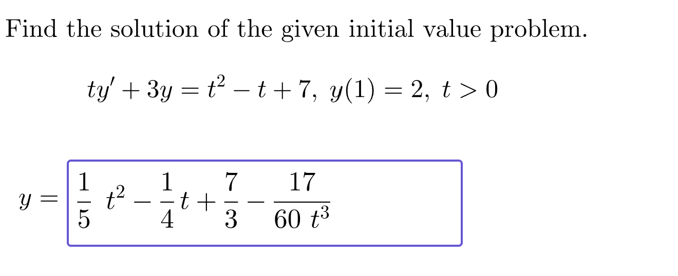 Solved Find the solution of the given initial value problem. | Chegg.com