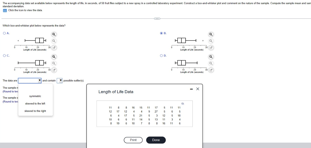 Solved Which box-and-whisker plot below represents the data? | Chegg.com
