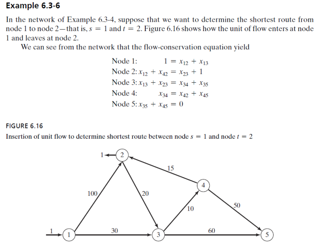 Solved In Example 6.3-6, use LP to determine the shortest | Chegg.com