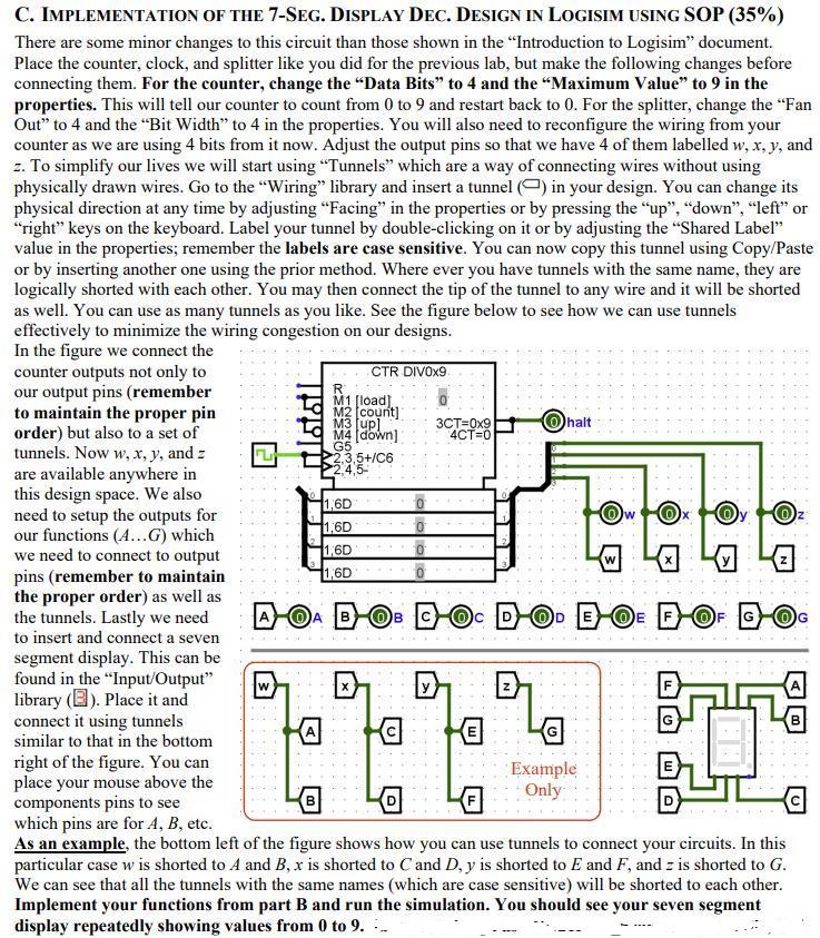 C. IMPLEMENTATION OF THE 7-SEG. DISPLAY DEC. DESIGN | Chegg.com