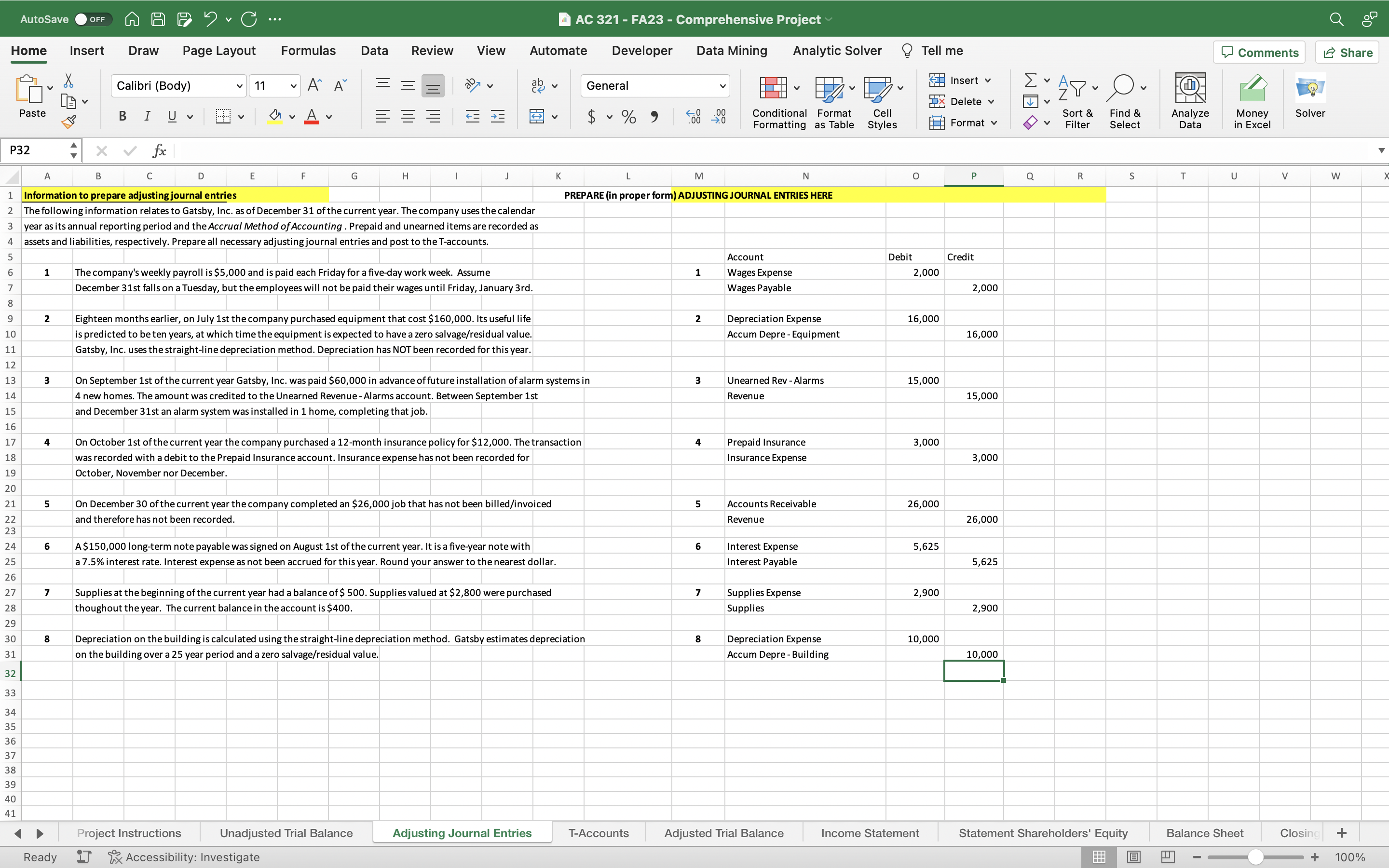 Solved G39 ज x∨fxA AC 321 - FA23 - Comprehensive Project | Chegg.com
