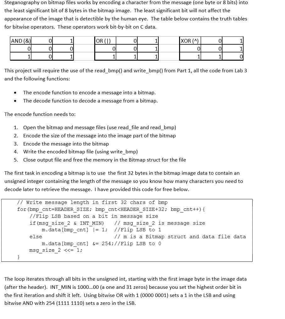 Solved Steganography on bitmap files works by encoding a | Chegg.com