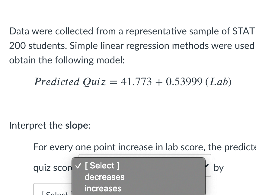 Solved Data were collected from a representative sample of | Chegg.com