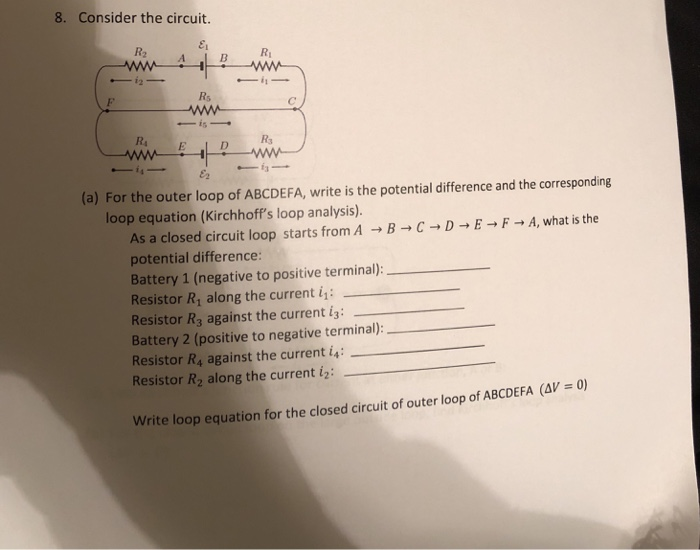Solved 8. Consider the circuit. ei R2 Rs Rs (a) For the | Chegg.com