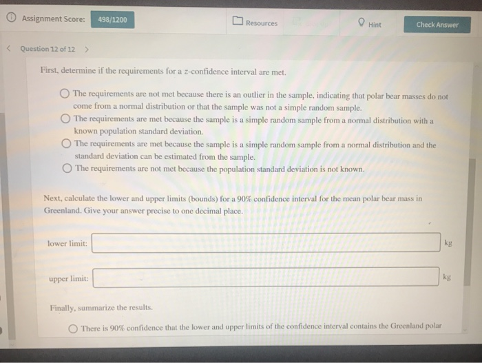 Solved Assignment Score: 498/1200 Resources Hint Check | Chegg.com