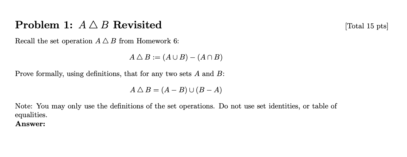 Solved Problem 1: A A B Revisited [Total 15 pts] Recall the | Chegg.com