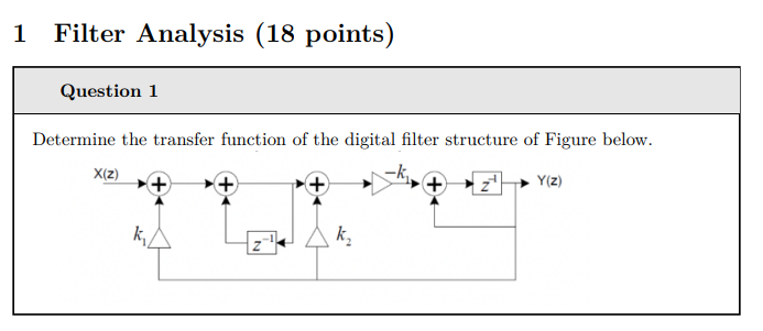 Solved 1 Filter Analysis (18 points) Question 1 Determine | Chegg.com