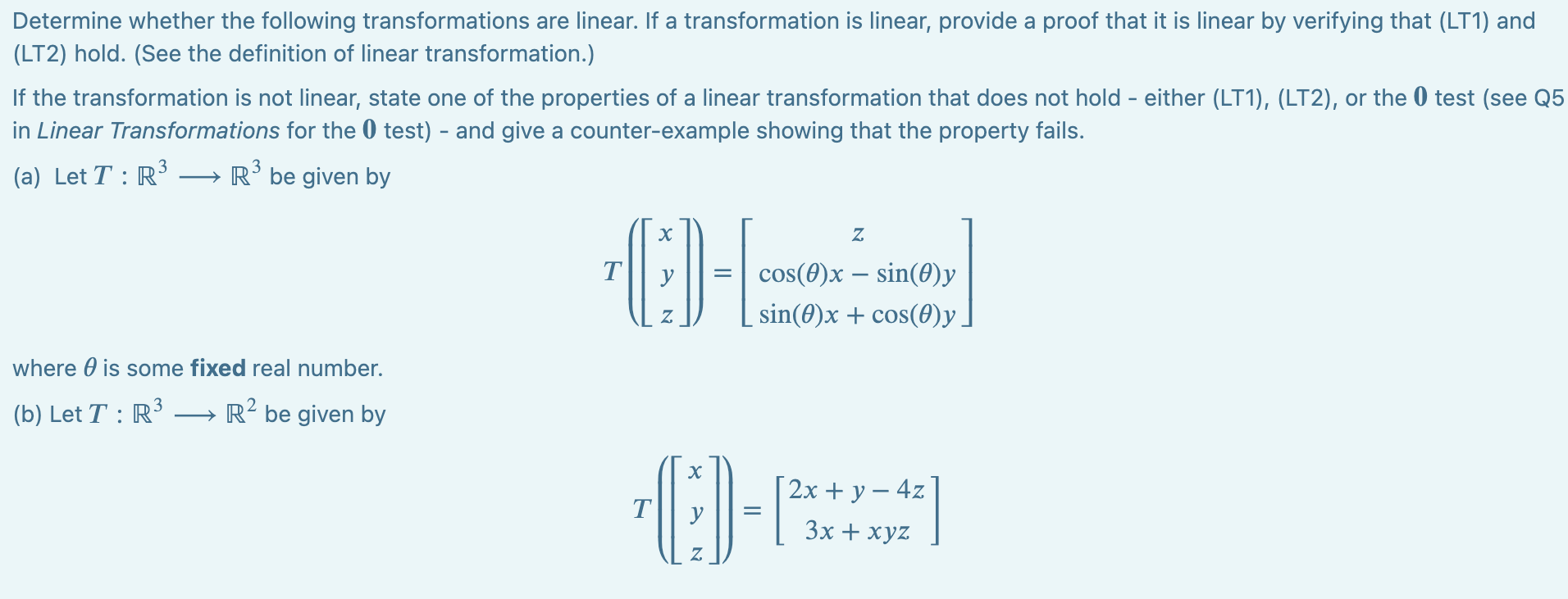 Solved Determine whether the following transformations are | Chegg.com