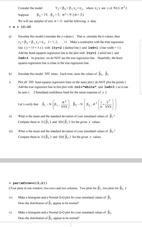 Yi-potF,xi+8i, where ε/s are iid. N(0, σ2). Consider | Chegg.com