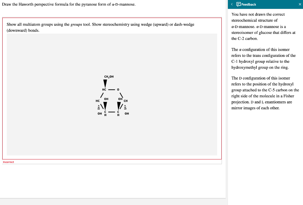Solved Draw the Haworth perspective formula for the pyranose | Chegg.com