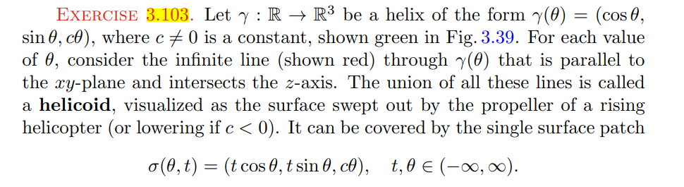 Solved EXERCISE 3.103. Let y: R + R3 be a helix of the form | Chegg.com