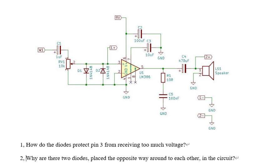 Solved 9 - I 100uF 03 01 1+ -H W1 10uF GND 2+ - 10F RV1 10K | Chegg.com
