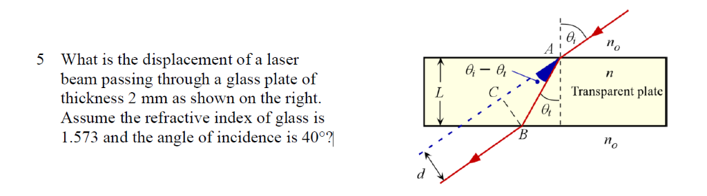 Solved e, no 5 What is the displacement of a laser 17 beam | Chegg.com