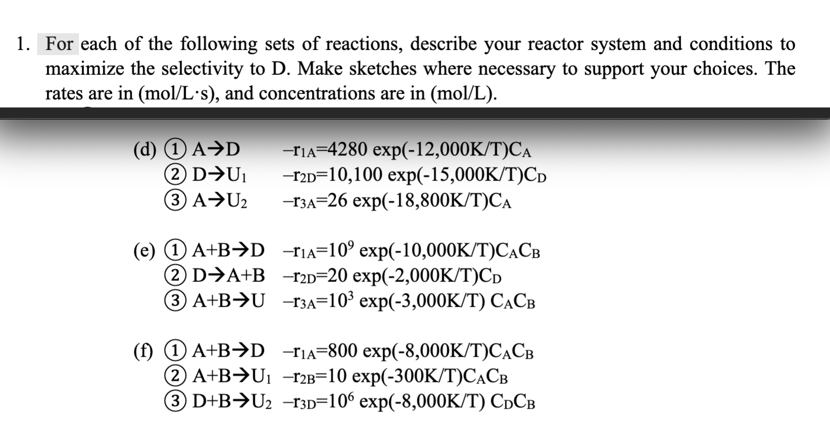 Solved 1. For each of the following sets of reactions, | Chegg.com