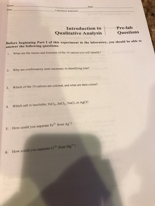 Name Desk Date Laboratory Instructor Introduction to | Chegg.com