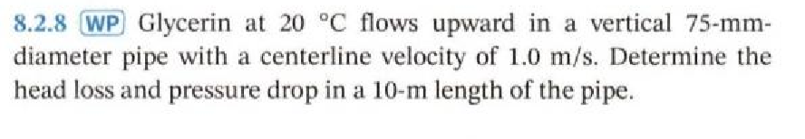 Solved 8.2.8 WP ﻿Glycerin at 20°C ﻿flows upward in ﻿a | Chegg.com