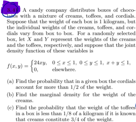 Solved A candy company distributes boxes of chocowith a | Chegg.com