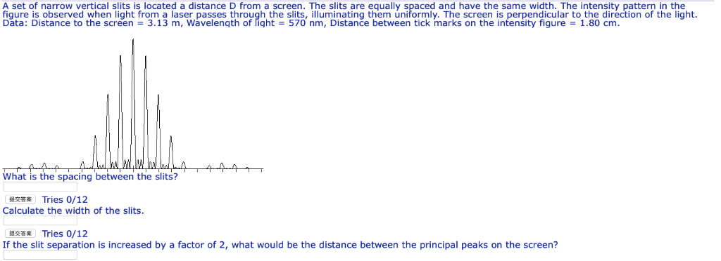 Solved A set of narrow vertical slits is located a distance | Chegg.com