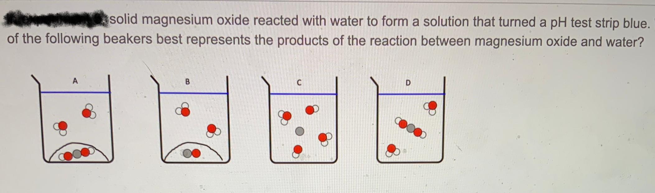 Solved solid magnesium oxide reacted with water to form a | Chegg.com