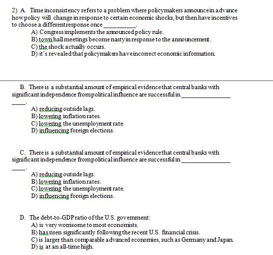 Solved 2) A Time inconsistency refers to a problem where | Chegg.com