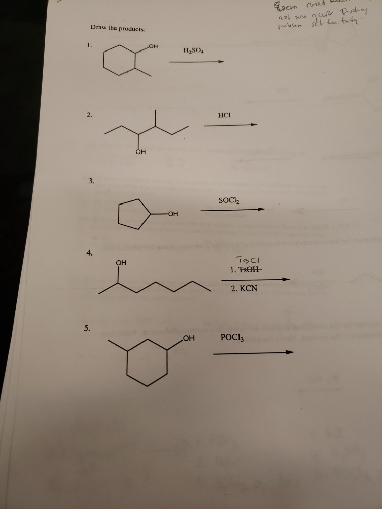 Solved Om unt Draw the products: он H2SO4 1,504 2. HCI OH 3. | Chegg.com