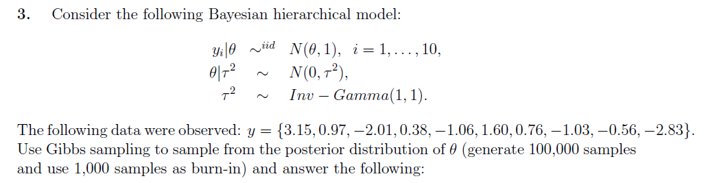 3. Consider the following Bayesian hierarchical | Chegg.com