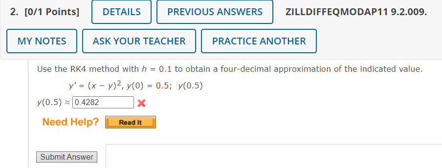 Solved Use the RK4 method with h = 0.1 to obtain a | Chegg.com