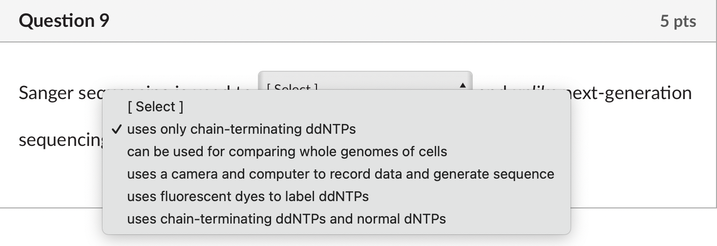 Solved Sanger sequencing is used to and unlike | Chegg.com