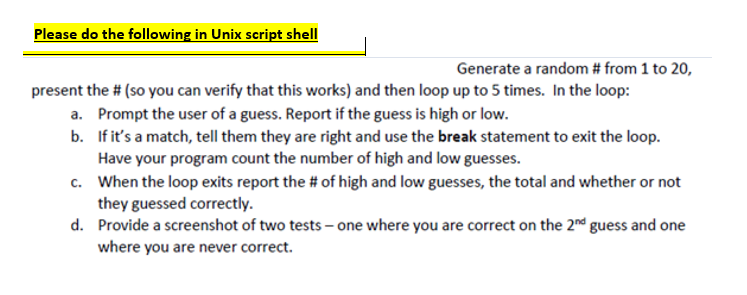 Solved Please Do The Following In Unix Script Shell Generate 9546