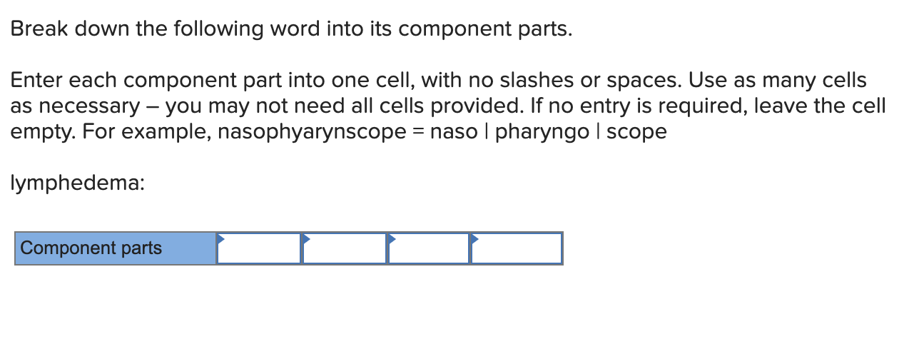 Solved Break down the following word into its component | Chegg.com