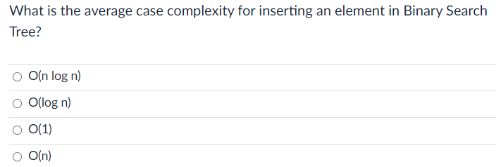 Solved What Is The Average Case Complexity For Inserting An 8826