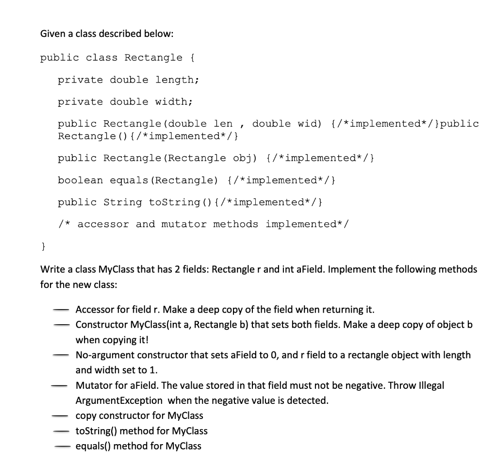 Solved Given a class described below: Write a class MyClass | Chegg.com